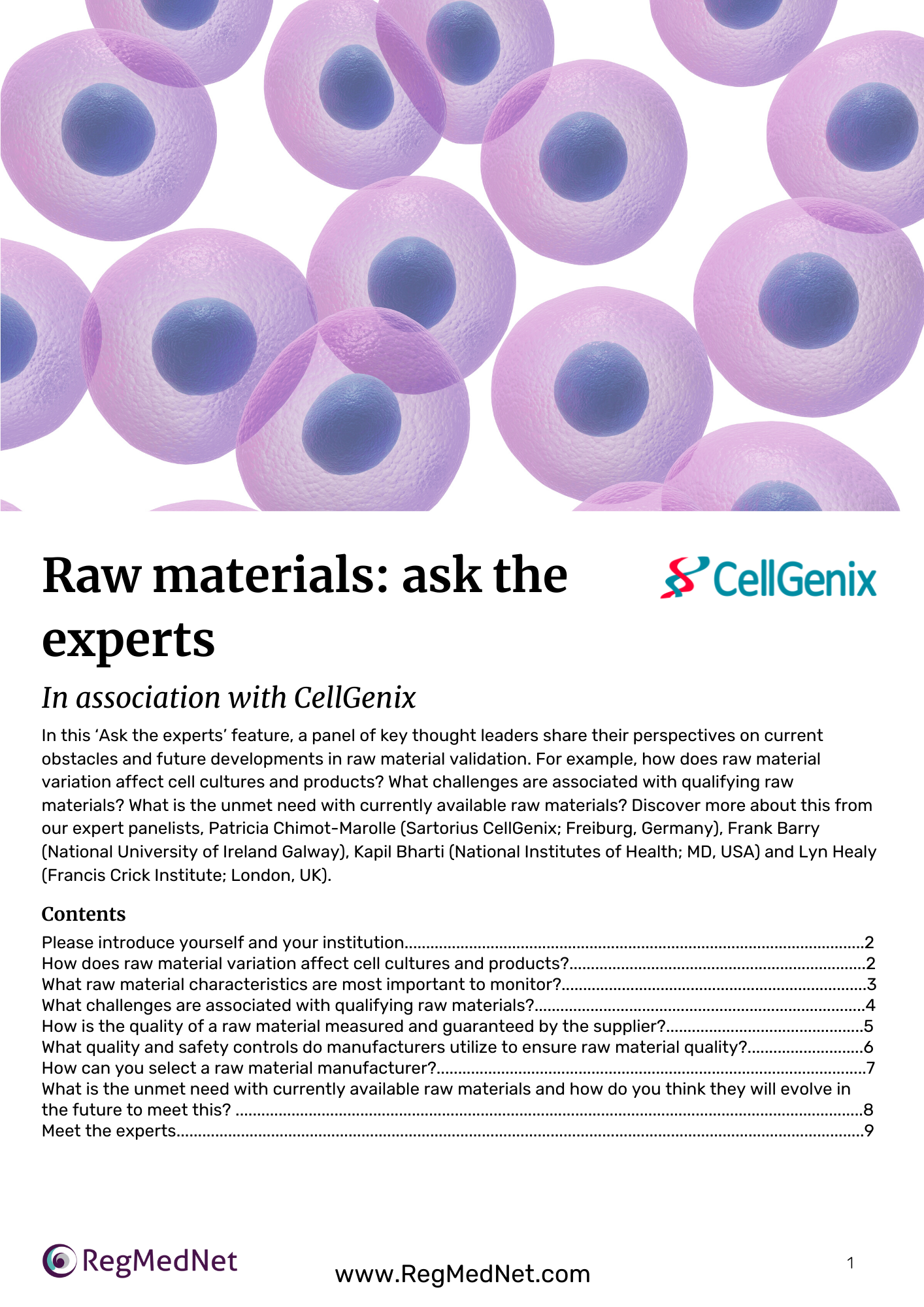 RegMedNet Ask the Experts - raw material validation